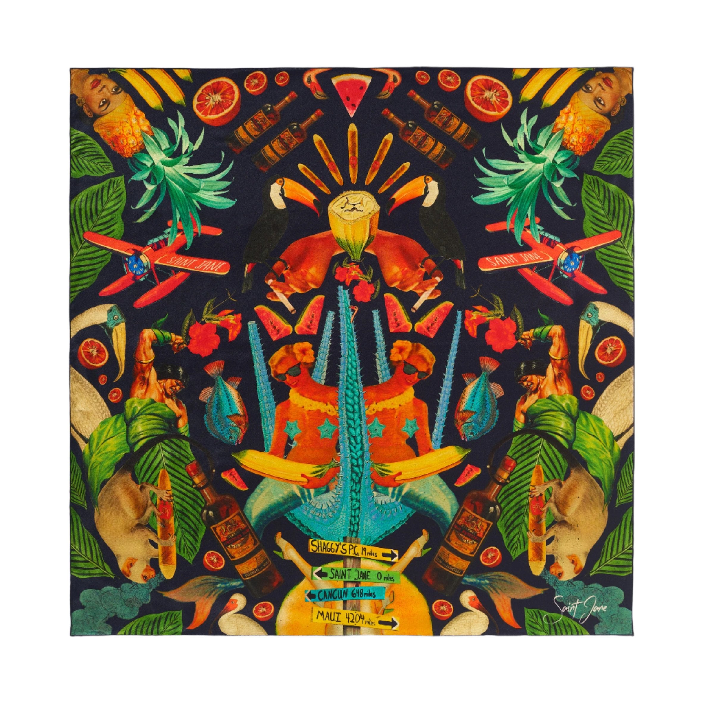 Caribbean Print Silk Twill Scarf – Saint Jane